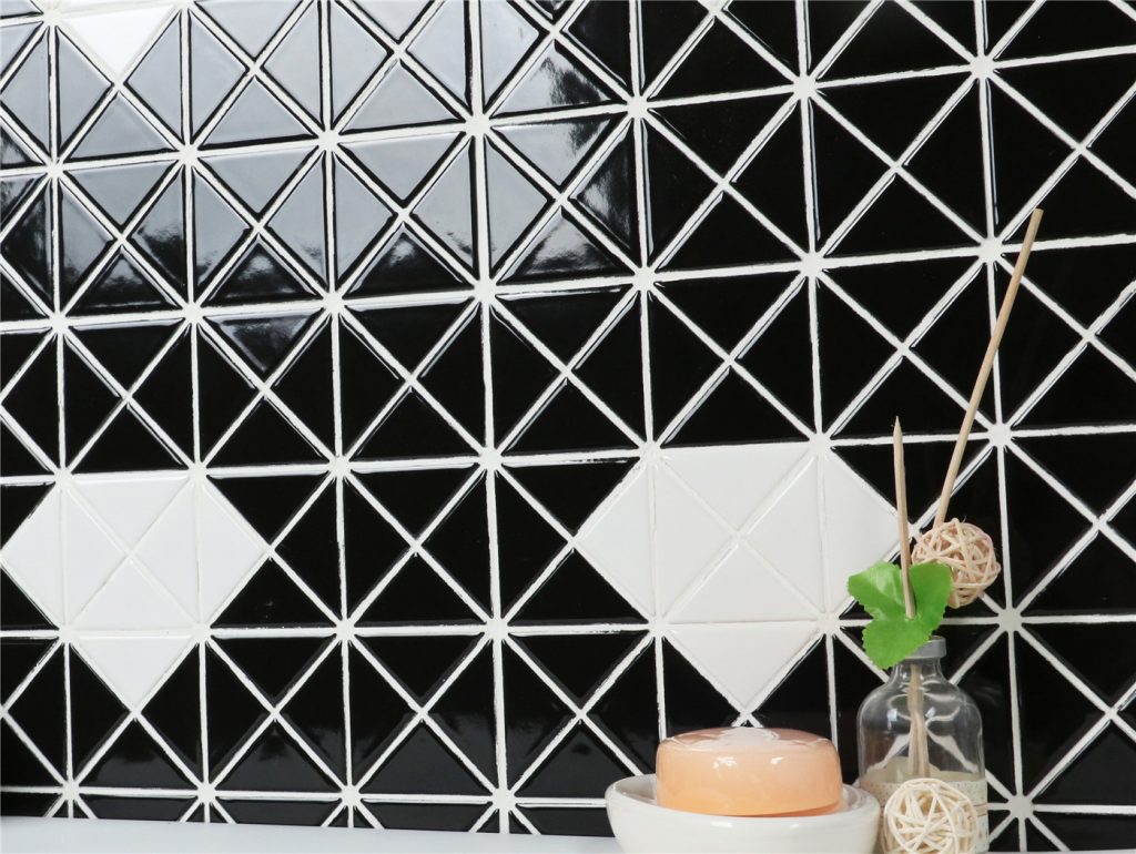 2'' Glossy Single Diamond Pattern Porcelain Triangle Mosaic Wall Tile ...