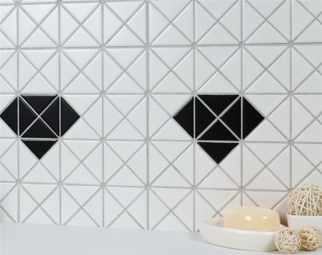 2'' Glossy Single Diamond Pattern Porcelain Triangle Mosaic Wall Tile ...