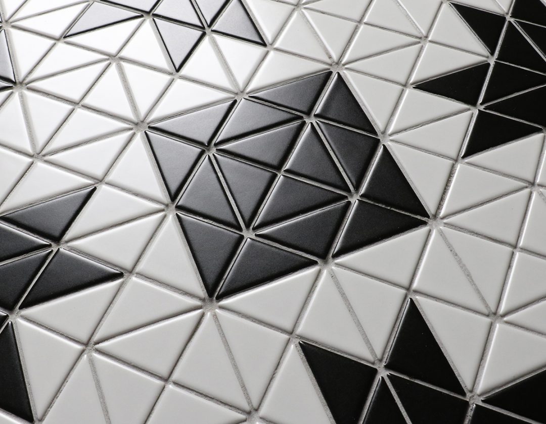 Blossom 2'' Matte White Black Porcelain Triangle Tile, Kitchen Flooring ...