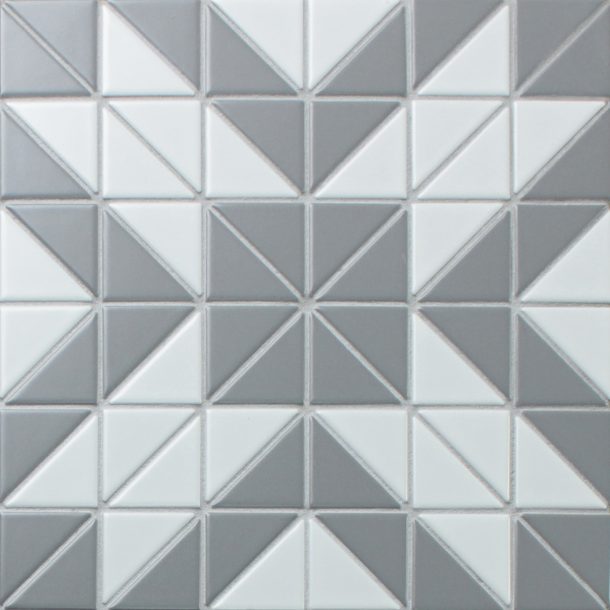2'' Matte Triangle Gray White Triangle Tile, Porcelain Floor Tiles for ...