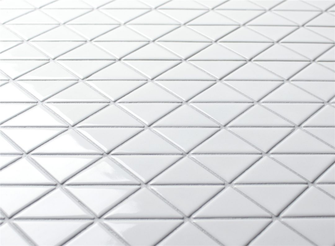 Zip Connection 2'' White Glossy Triangle Mosaic Tile Bathroom Wall ...