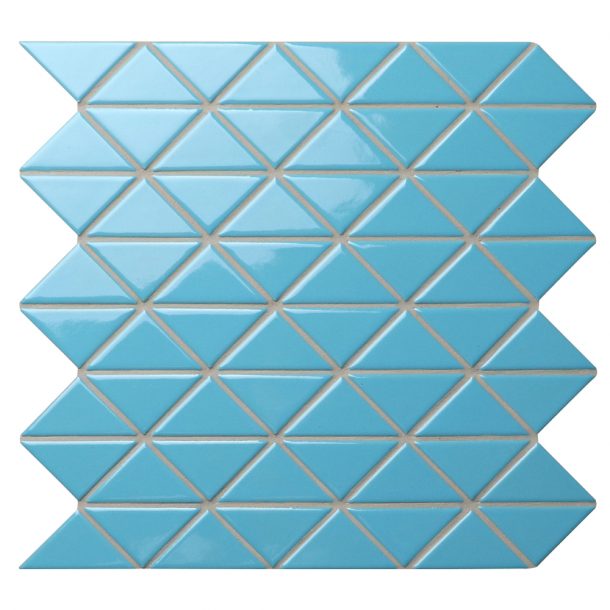 2" Zip Connection Baby Blue Porcelain Triangle Pool Mosaic Tiles - ANT ...