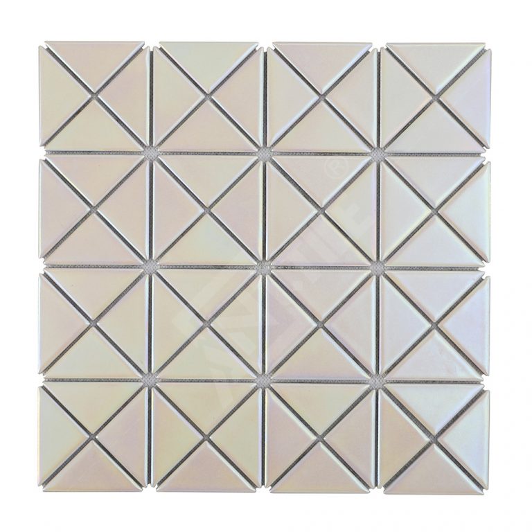 2" Cross Connection Triangle Porcelain Matte White Iridescent Mosaic ...