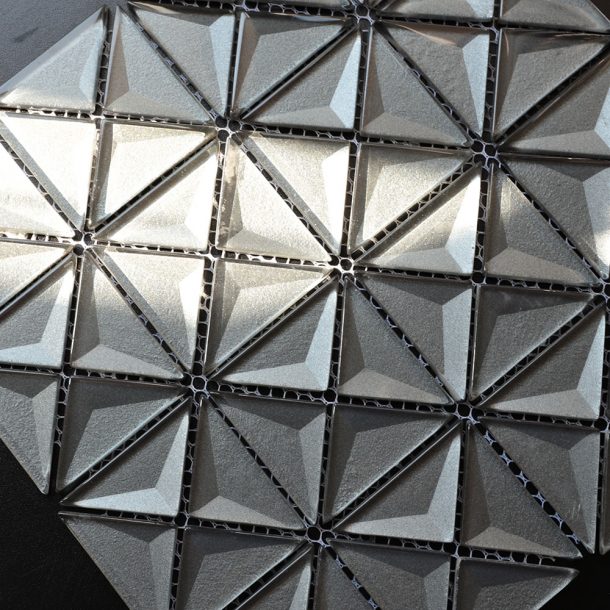 2" Light Grey 3D Glass Tiles Triangle Mosaic - ANT TILE • Triangle ...