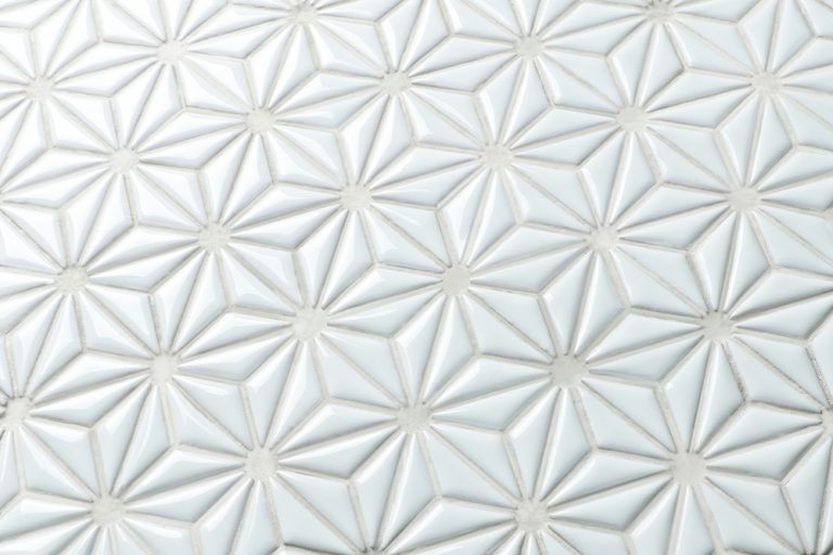 Wholesale Mini Triangle Flower Pattern Porcelain White Mosaic Tile ...