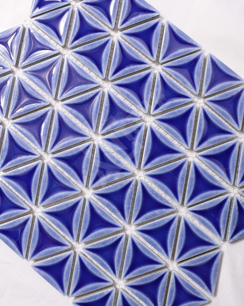 Wholesale 2" Premium Glazed Porcelain Concave Triangle Ocean Blue ...